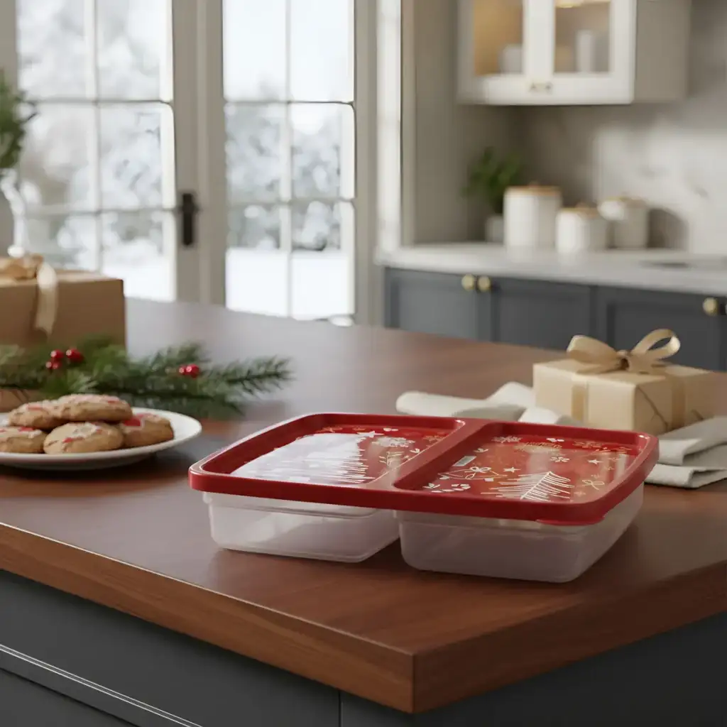 Recipiente 1,1 Litro Con 2 Divisiones Rectangular Navidad — Soria Miguez
